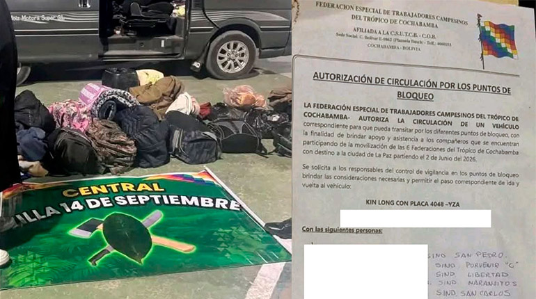 Capturan minibús del Chapare con autorización para pasar bloqueos | Los ...